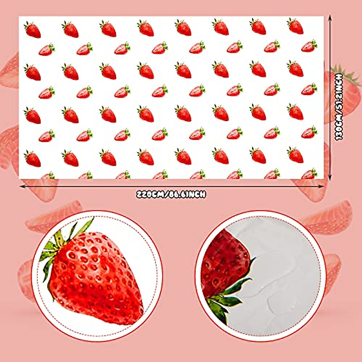 Tegeme Strawberry Tablecloth Birthday Party Decorations Strawberry Tablecovers Plastic Tablecloth for Party Berry First Birthday Baby Shower Decor, 51 x 87 Inch(2 Pieces)