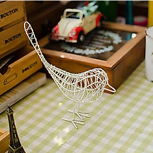 WhaleCreation Handicraft Bird Metal Decorative Figurine Home Decor Gift Toy (White)