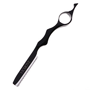 Professional Hair Styling Thinning Texturizing Cutting Feather Razor + 10 Replacement Blades Stainless Steel Black Color