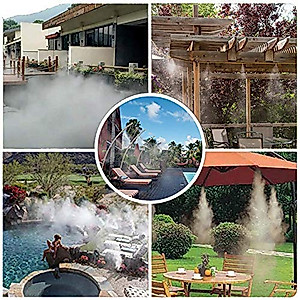 Shinea Misting Cooling System 32.8ft with 12 Copper Metal Mist Nozzles and a Connector(3/4”) for Trampoline Patio Garden Greenhouse waterpark (32.8ft, Brass)