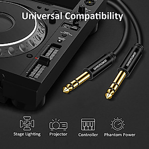 DREMAKE 6 Foot 6.35mm 1/4" Male TRS to 6.35mm 1/4" Male TRS Audio Patch Cord, 1/4 TRS Instrument Cable for Guitar, Keyboard
