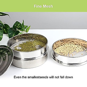 KCGANI Stainless Steel Seed Sprouting Kit, 3-Tier Stackable Microgreens Growing Trays with Base and Lid, Mesh Germination Tray Sprouts Growing Set for Growing Fresh Broccoli Bean Alfalfa Wheat Grass