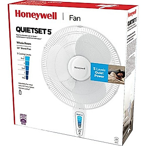 16" QuietSet Stand Fan - with 5 Speeds + Remote, White