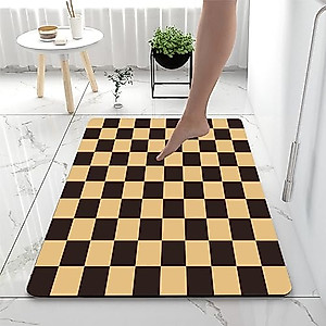 Vector Chess Field in Black Beige Area Rugs for Living Room 2x4ft/24x48in/60x120cm, Living Room Bedroom Area Rug Fluffy Plush High Pile Carpet