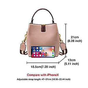 FOXER Women's Cow Leather Hobo Handbags Designer Mini Bucket Bags for Women Shoulder Bag Crossbody Bags purses (Pink)…