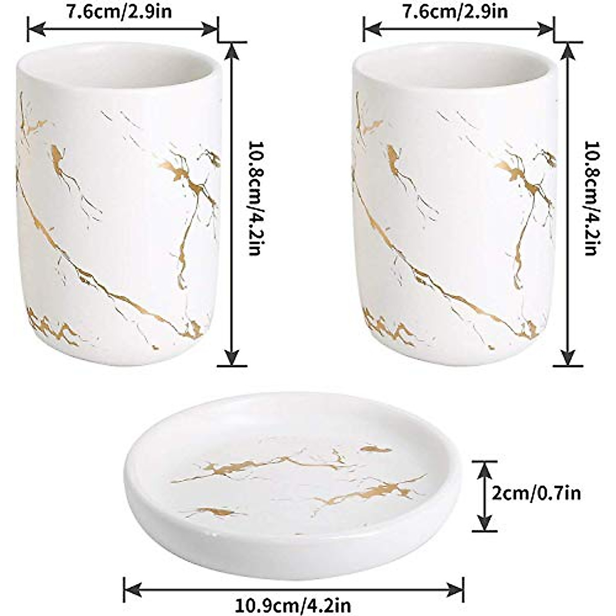 Qulable Cream Bathroom Accessories Set Complete, 4 Pcs Ceramic Bathroom Decorations Accessories Sets Includes Lotion Dispenser, 2 Tumblers and Soap Dish for Bath Decor, Countertop Vanity Organize