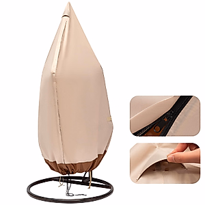 Egg Chair Cover with Waterproof Zipper,Outdoor Hanging Egg Chair Cover with Air Vent,Egg Swing Chair Cover Patio Wicker Hanging Chair Covers UV Resistance (75 X 45 Inches)