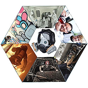 17 in 1 Full Face Large Size Respirator,Reusable Full Face Respirator Widely Used in Organic Gas,Paint Sprayer, Chemical,Woodworking,Dust Protector, Medium