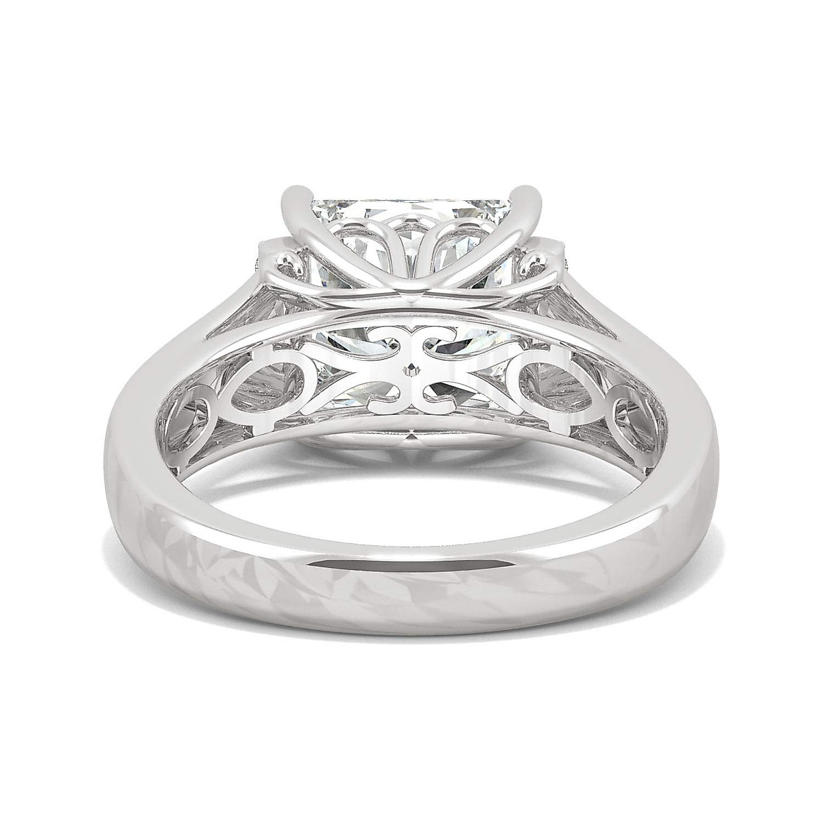 Charles & Colvard Created Moissanite 8.5mm Princess Cut Fashion Ring for Women | 3.72 cttw DEW | Lab Grown | Solid 14K White Gold with Rhodium | Size 7