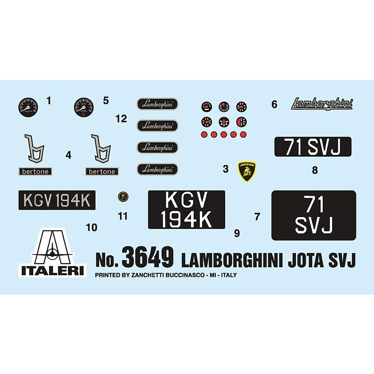 Italeri 3649 Model Plastic to Assemble Car Lamborghini Miura Jota Svj- Model Kit Scale 1:24