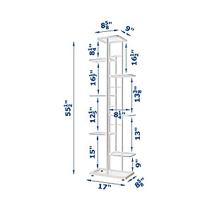 MTB Garden 8 Tier Metal Plant Stand for Indoor Outdoor Flower Pot Display Planter Shelf, White