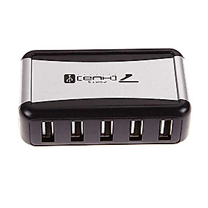 Lysee Cable Winder - EU Plug External Hub 7 USB 2.0 Ports with Multi-Socket Power Supply Slot for Notebook Pc - (Color: Black)