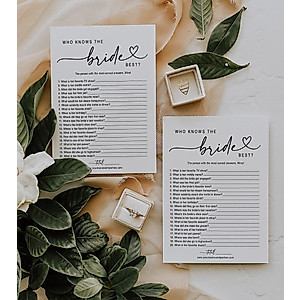 Your Main Event Prints Bridal Shower Games Who Knows The Bride Best, Fun Activities for Weddings, Bridal Showers and Bachelorette Parties (White)