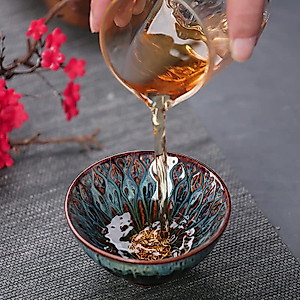 JianZhan Tenmoku Ceramic Handmade TeaCup Porcelain Teacup Kungfu Tea Cup Tenmoku Teacup Master Teacup Ceremonial Matcha Tea Mug Shape,Peacock