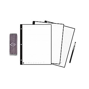 Rocketbook Filler Paper Variety Pack | Lined Wide Ruled, Dot Grid, Graph Reusable Notebook Paper (8.5" x 11") | Scannable Binder Paper | 18 Double Sided Sheets, Pen, and Cloth White