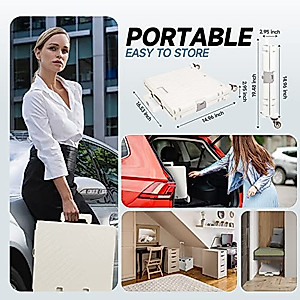 Honshine Foldable Cart with Stair Climbing Wheels, Collapsible Rolling Crate with Telescoping Handle, Handcart for Grocery Book File Tool Art Supplies(Milky White)