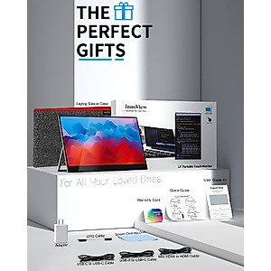 InnoView Portable Monitor 4K Touchscreen - 14 Inch Auto-Rotating FreeSync Touch Screen Monitor, Ultra-Slim Second Screen Frameless Bezel Glass Hd UHD IPS 3840x2160 Dual USB C Laptop Monitor