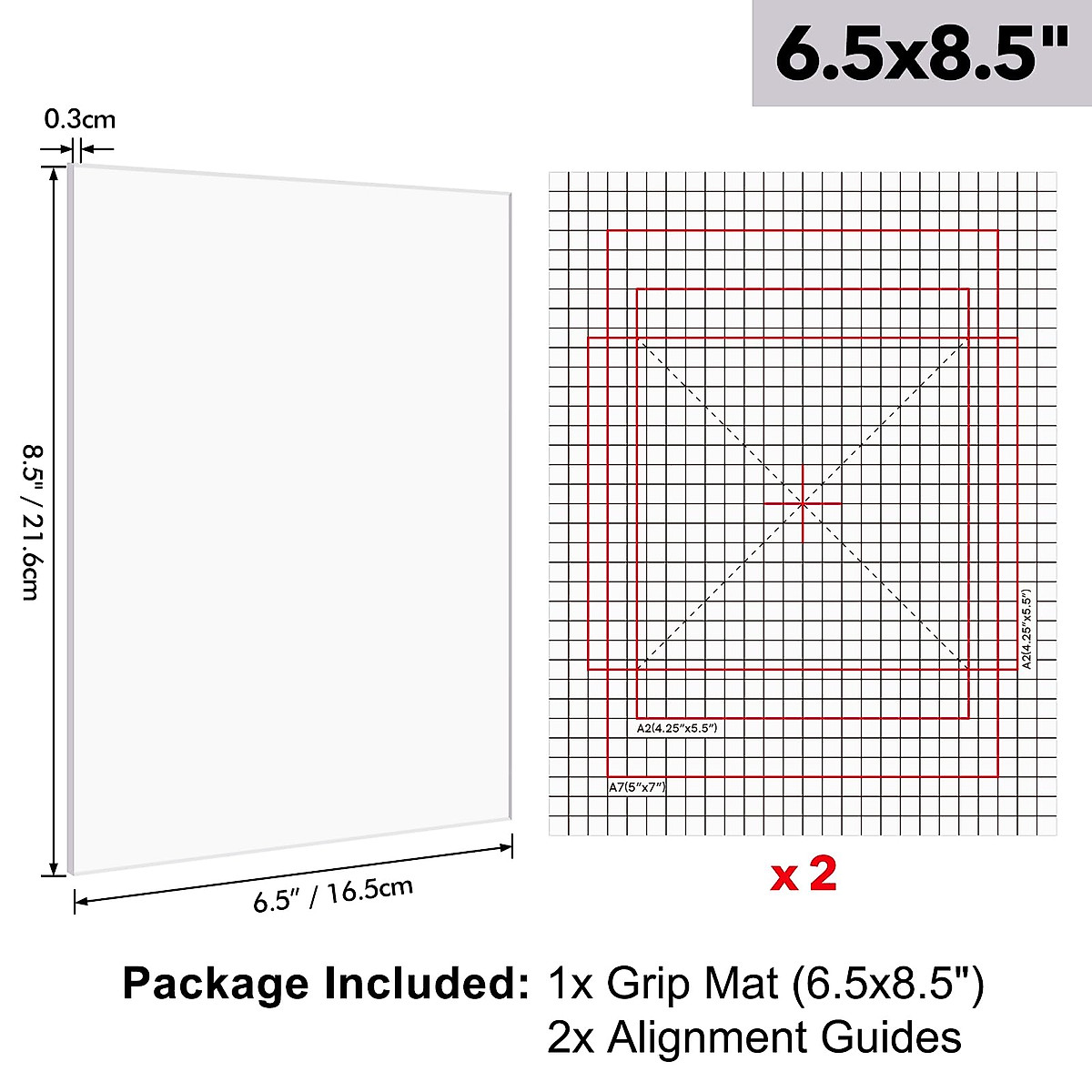 Briartw 6.5x8.5 Grip Mat with Printed Guides,Multi-Use Non-Slip Sticky Mats Fit in original-size Stamp Positioning Tool,Photopolymer Mat for Centering & Aligning Tape-free Stenciling Ink Blending