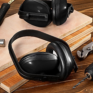 6 Pcs Adjustable Safety Ear Muff Protector Noise Reduction Ear Protection Sound blocking Earmuffs Hearing Protection Ear Muffs Noise Headphones for Hunting Shooting Construction Woodworking (Black)