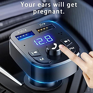 FM Bluetooth Transmitter for Car, Wireless Bluetooth Radio Adapter Car Kit MP3 Player Receiver Audio Music Stereo, Handsfree Calling Dual USB Ports Quick Charger for All Smartphones