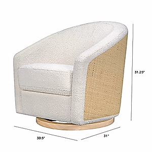 babyletto Madison Swivel Glider in Ivory Boucle and Cane Back with Light Wood Base, Greenguard Gold and CertiPUR-US Certified