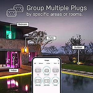 Feit Electric PLUG/WIFI/STK/WP Work with Alexa and Google Home, Feit App, No hub required, Remote Control From Anywhere 15 Amp Smart Outlets, Outdoor Yard, Green