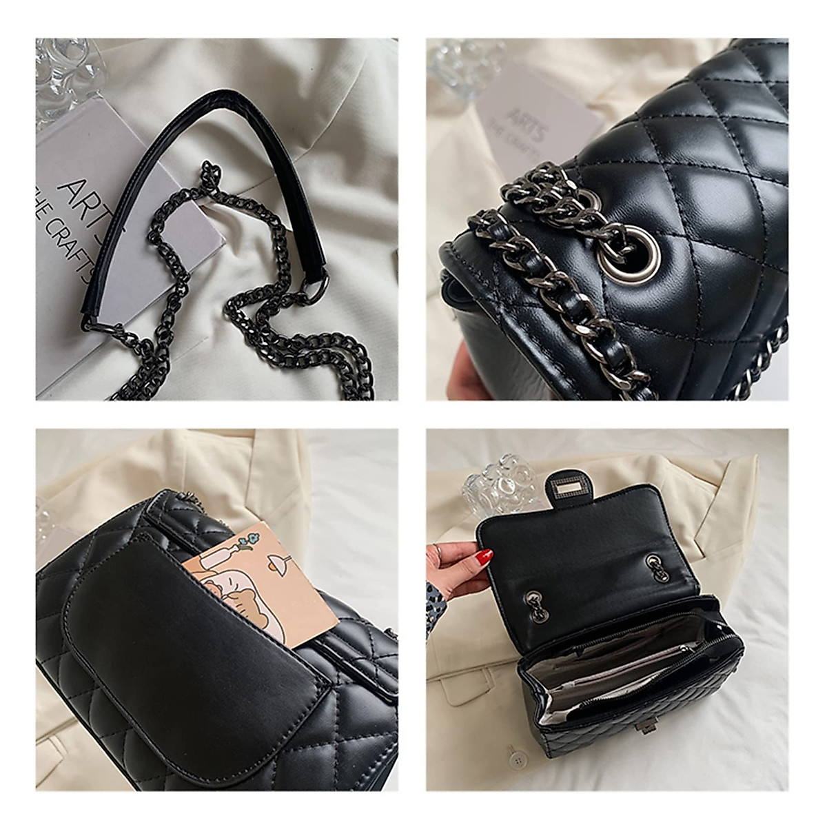 capasin Quilted Small Crossbody Women'S Shoulder Handbags Purses Bags (Black C)