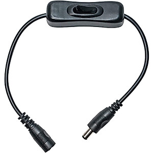 Qaoquda 2pcs DC 5.5mm x 2.1mm Male to Female DC Power Inline Cable with On Off Switch Jack Connector for Led Strip Light CCTV Camera, No Need Soldering (5.5X2.1mm)