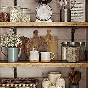 Barnyard Designs Ceramic Stoneware Sugar Creamer Set, 11oz Creamer Pitcher and Sugar Bowl with Lid, Vintage Farmhouse Sugar Creamer Dispenser Container Holder, Sugar Cube Dish Coffee or Tea, Ivory/Tan