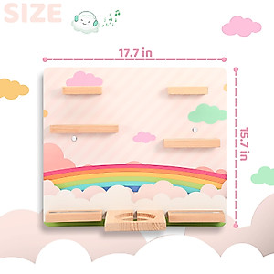 OUKNAK Floating Shelf for Toniebox, Wall Mount Magnetic Wooden Shelf with Carrying Case Compatible with Tonie Audio Player Figures Character for Children Baby's Room (Rainbow)