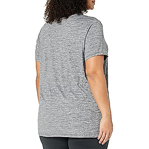Amazon Essentials Women's Tech Stretch Short-Sleeve V-Neck T-Shirt (Available in Plus Size), Pack of 2, Black/Dark Grey Space Dye, Medium