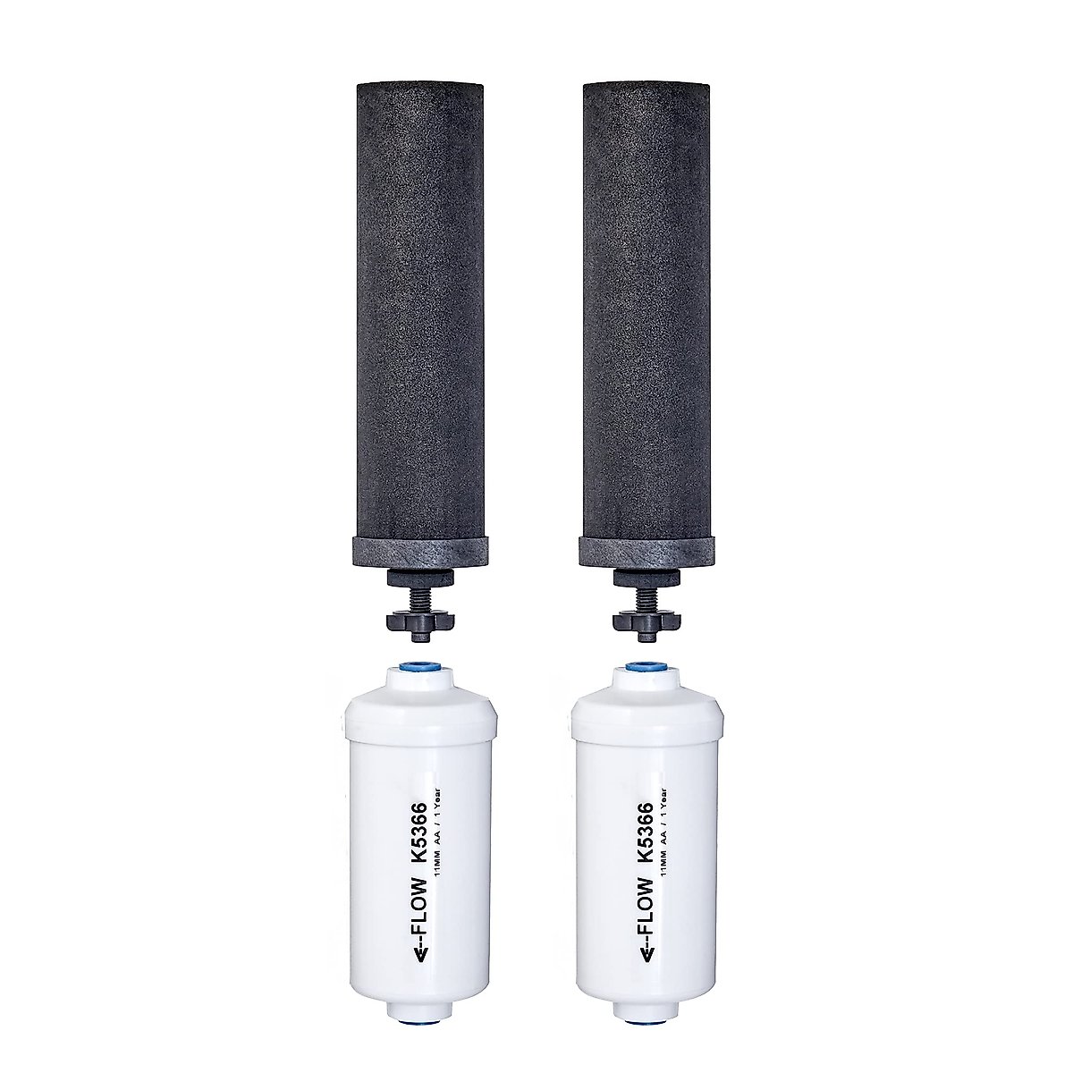 Set of 2 Berkey Authentic Black Berkey Elements (BB9-2) and 2 Berkey PF-2 Fluoride and Arsenic Reduction Elements - Combo Pack