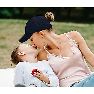 Cross Hat Womens Baseball Cap -Cross Ponytail Black