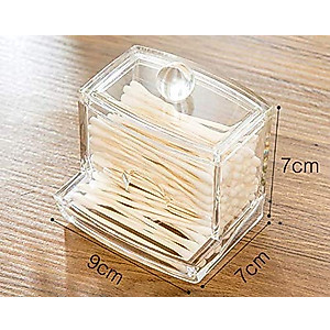 cotton swab holder,Acrylic Q-Tip cottonswab Storage Dispenser, Clear Cotton Balls Swab Holder Cotton Bud Storage Box, Transparent Cosmetics Makeup Case Cosmetic Organizer Container with Lid 1