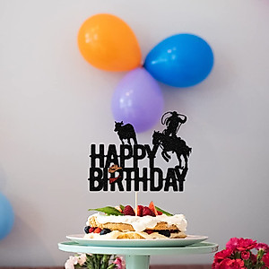 Cowboy Happy Birthday Cake Topper shiny cowboy happy birthday cake topper for boys girls cowboy themed birthday decorations