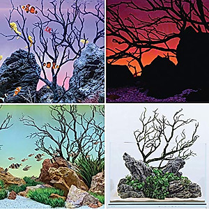 CURRENT USA Manzanita Branch 22-inch Tall with Weighted Base, Molded Aquarium Décor (Dark River Brown)