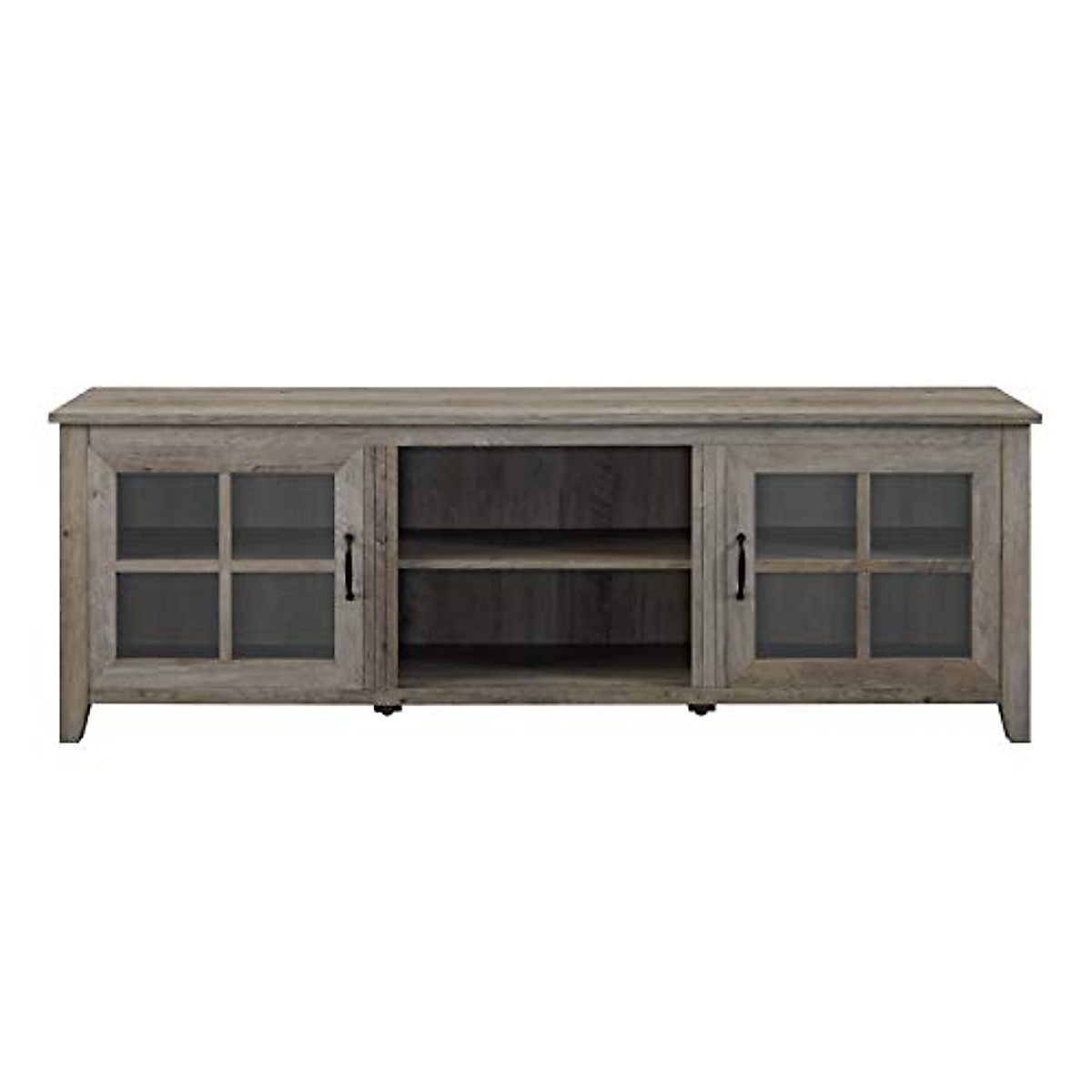 Walker Edison Portsmouth Classic 2 Glass Door TV Stand for TVs up to 80 Inches, 70 Inch, Grey Wash