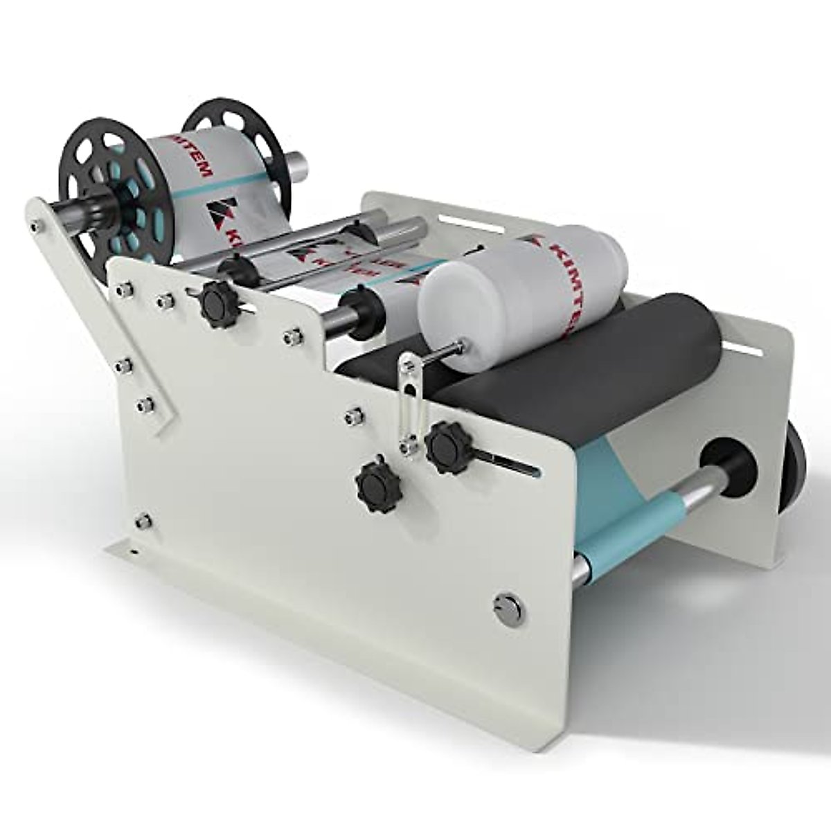KIMTEM Manual Round Labeling Machine, Bottle Label Applicator for Round Bottles White