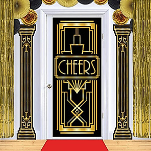 Beistle 4 Piece Roaring 20's Column Pull Down Cut Outs 1920's Theme Awards Night Party Decorations, 6', Black/Gold