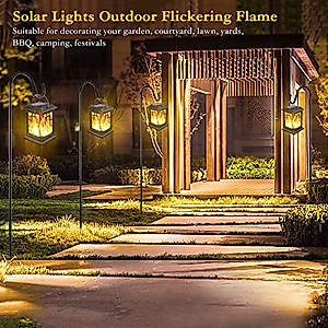 Outdoor Solar Lanterns, Flickering Flame Solar Lights Hanging Waterproof LED Garden Umbrella Decorative Lighting with 2 Lighting Modes for Patio Garden Deck Yard