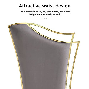 ACEDÉCOR Dining Room Chairs, Gray Velvet Upholstered Dining Chairs, Modern Dining Chairs with Gold Legs, Streamlined Back and Mirror X-Shaped Metal Legs, Gray high-Back Dining Chairs Set of 6