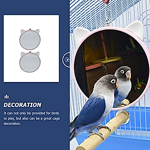 POPETPOP Parakeet Mirror 2 Pcs Bird Mirror Cockatiel Mirror Hanging Interactive Parrot Toy Bird Cage Mirror for Parakeet Cockatiel Conure Lovebirds Finch Pink Bird Mirror
