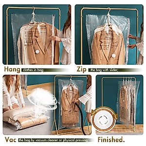 TAILI Hanging Vacuum Storage Bags Space Saver Bags for Clothes, 4 Pack Long 53x27.6 Inches, Vacuum Seal Storage Bag for Suits, Coats or Jackets, Closet Organizer and Storage, Minimize Clothes Wrinkles