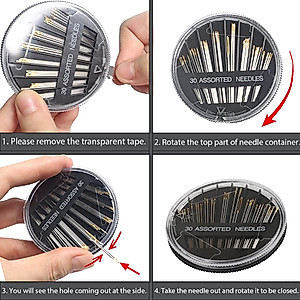 Eketirry Premium Hand Sewing Needles，30-Count Assorted Needles for Sewing Repair, 6 Different Sizes Sewing Needles with 2 Threaders (1)