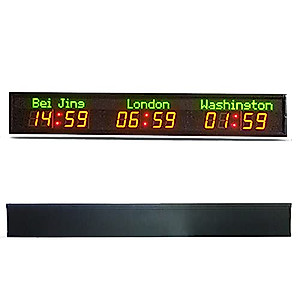 THINKHONGHAO Zhong Xiaoxiao Brand LED red and Green Digital Electronic 3 City World Clock Summer Digital World Clock displays time Brightness at Different Times