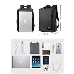 Slim Laptop Backpack Business Travel Durable Laptops Backpack with USB Charging Port College School Computer Bag for Women & Men Fits 15.6 Inch Laptop and Notebook Black