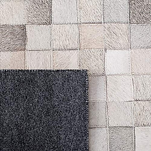 SAFAVIEH Studio Leather Collection 5' x 8' Ivory / Black STL813A Handmade Mid-Century Modern Leather Area Rug