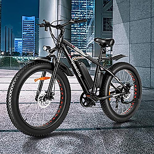 Speedrid Electric Bike 48V 500W Fat Tire Electric Bike Snow Bike 26" 4.0, 48V 10.4Ah Removable Battery and Professional 7 Speed (Black and Blue)