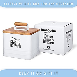 Bodoobo Dryer Sheet Holder for Better Laundry Room Organization Supplies - Dispenser Bin and Practical Decor for Storage - Rustic Farmhouse Design with Practical Wooden Container Lid