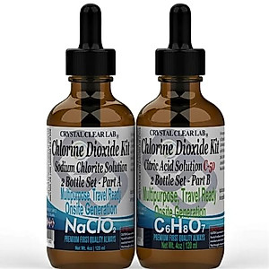 Crystal Clear Lab Chlorine Dioxide Kit - 4oz Citric Acid, Solution, 2 Bottles (8 oz)